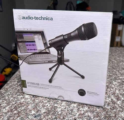 Audio-Technica AT2005USB Cardioid Dynamic USB XLR Microphone ~ W/ Stand ...