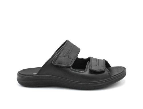 Enval Soft Men's Sandals In Genuine Leather Black Straps Comfortable ...