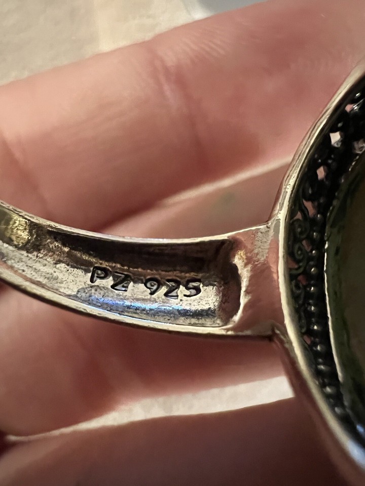 Or Paz - Sterling Silver Oval Roman Glass Ring Sz 8 - Made in Israel ...