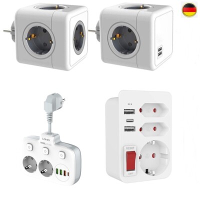 USB Steckdosenleiste Mehrfachsteckdose EU Steckdose Mehrfachstecker 2/3 ...
