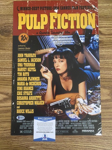 Pulp Fiction Autographed 11x17 Cast Photo X2 Tim Roth Rosanna Arquette ...