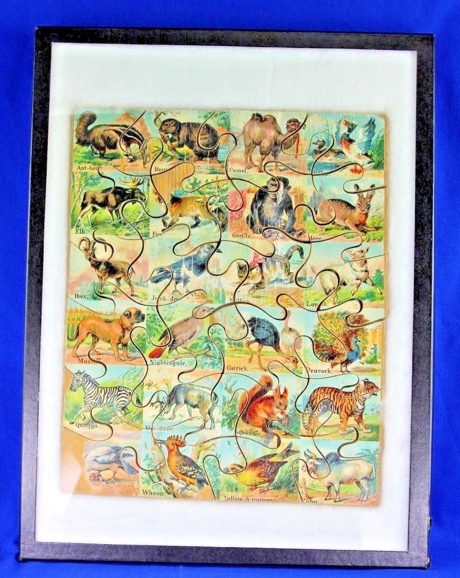 ANTIQUE WOOD LITHO PAPER ANIMAL ABC PUZZLE CIRCA 1890'S | eBay