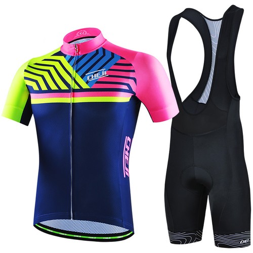 CHEJI Men's Bicycle Clothing Cycling Jersey and Padded (Bib) Shorts ...