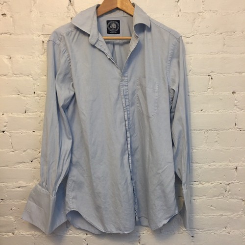 J. Press cotton pinpoint oxford shirt french cuff spread collar blue ...