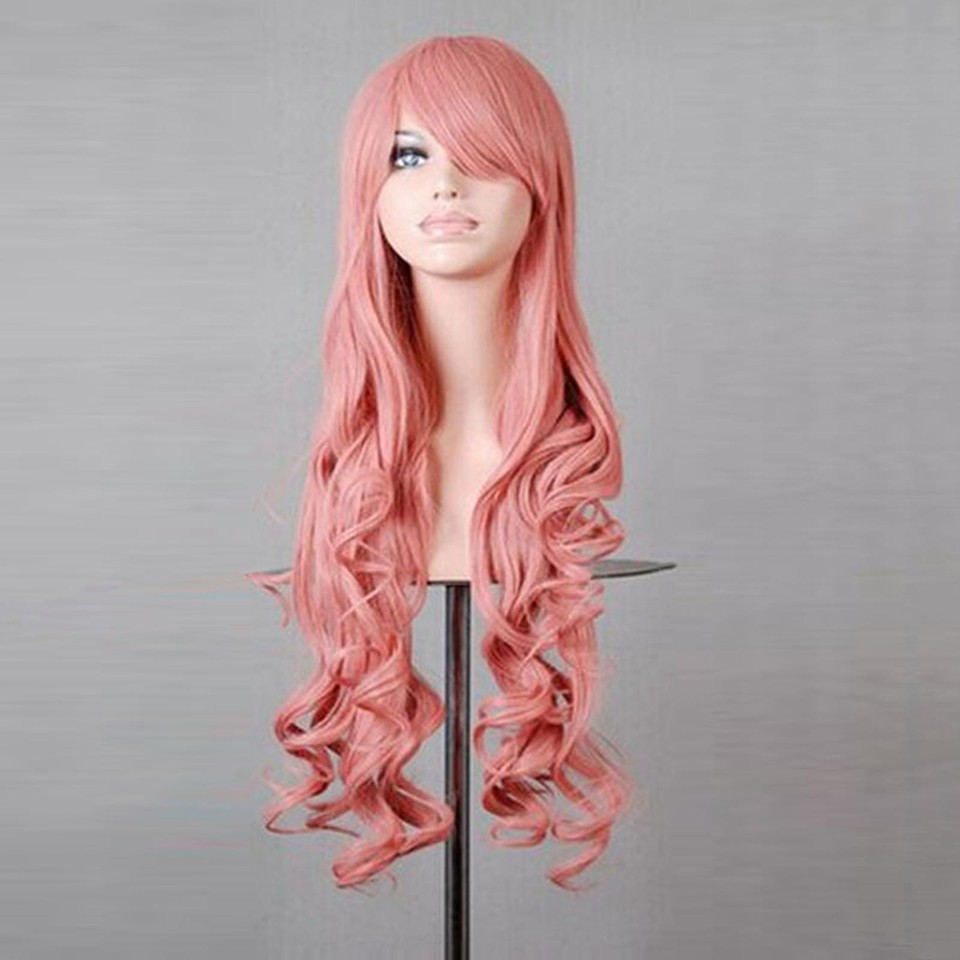Cheveux Humains Perruques pour Femmes, 31" Rose Bouclé Perruque ...