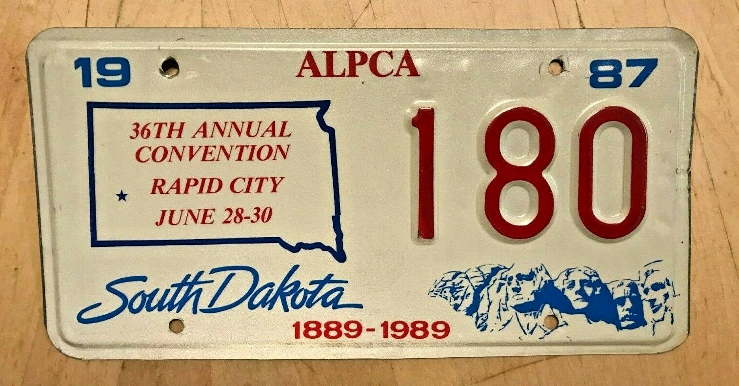 1987 ALPCA LICENSE PLATE COLLECTORS ASSN. SOUVENIR PLATE " 180 " RAPID ...