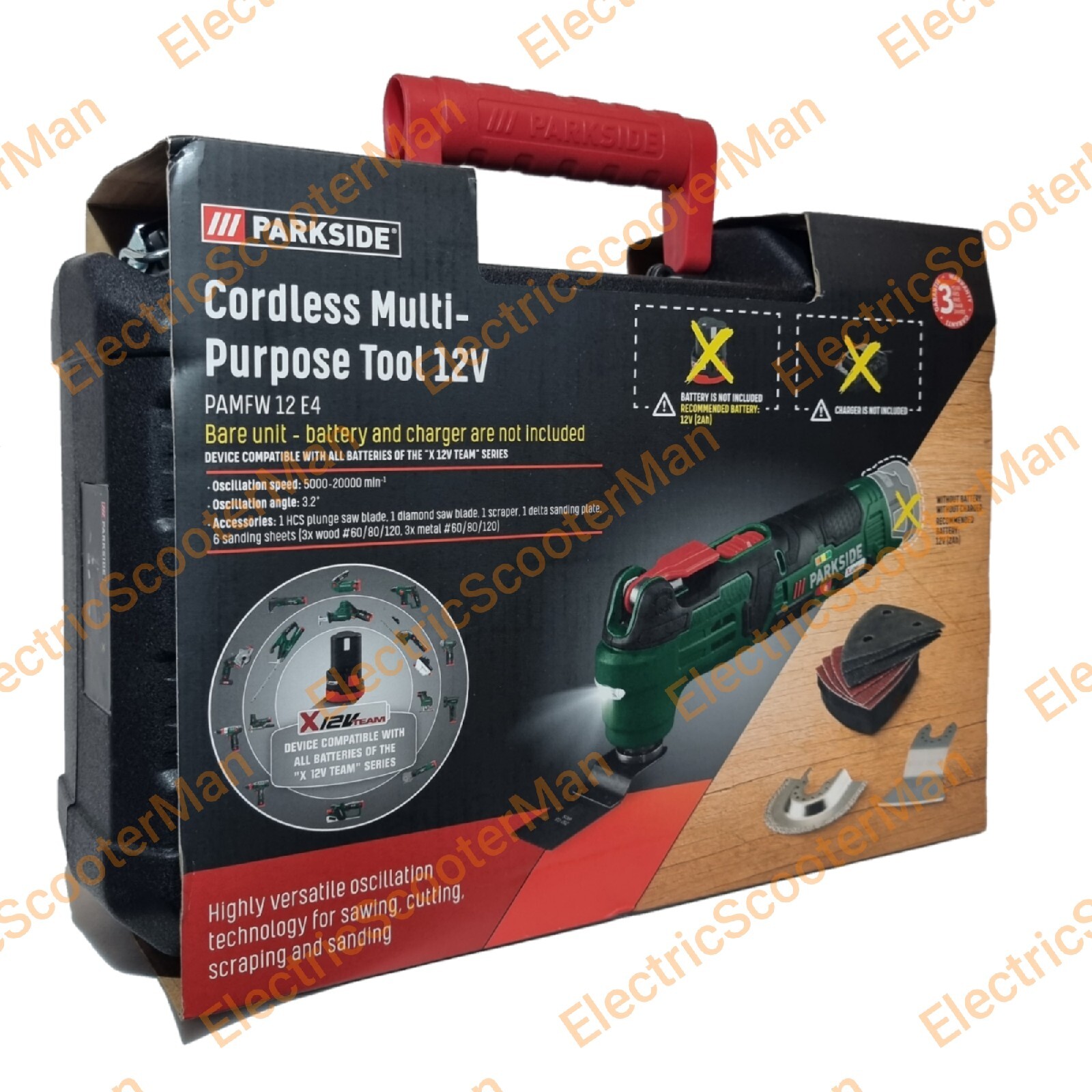 Parkside 12V Cordless Multi Purpose Tool - Optional For 2Ah Battery And ...