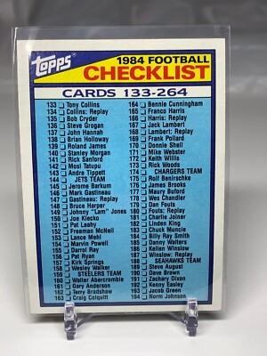1984 Topps Football Checklist 133-264 #395 | eBay