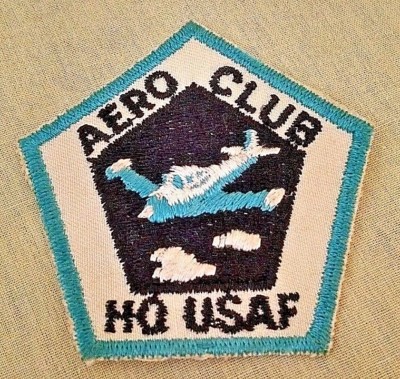 AERO CLUB USAF PATCH US AIR FORCE HQ HO VINTAGE BLACK WHITE BLUE PLANE ...