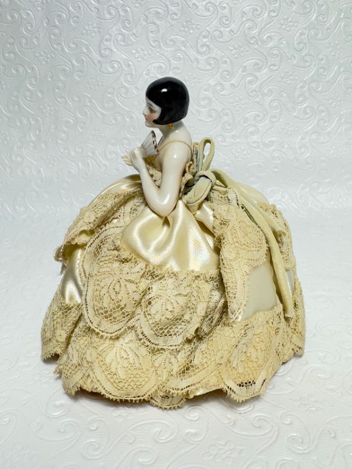 Antique Art Deco Half Doll Pin Cushion Flapper Fan Porcelain Germany ...