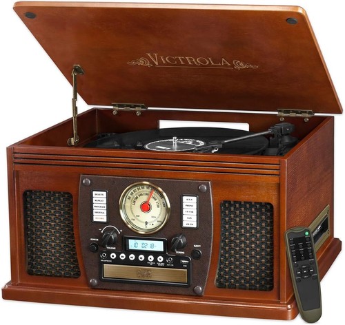 Victrola Navigator 8-in-1 Bluetooth Record Player with Built-in ...