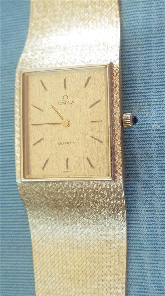 Vintage 14K Gold OMEGA Unisex Wristwatch Mesh Bangle Watch Swiss ...