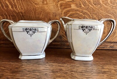 Schonwald Oremont Silverite Bavarian China Art Deco Sugar & Creamer Set ...