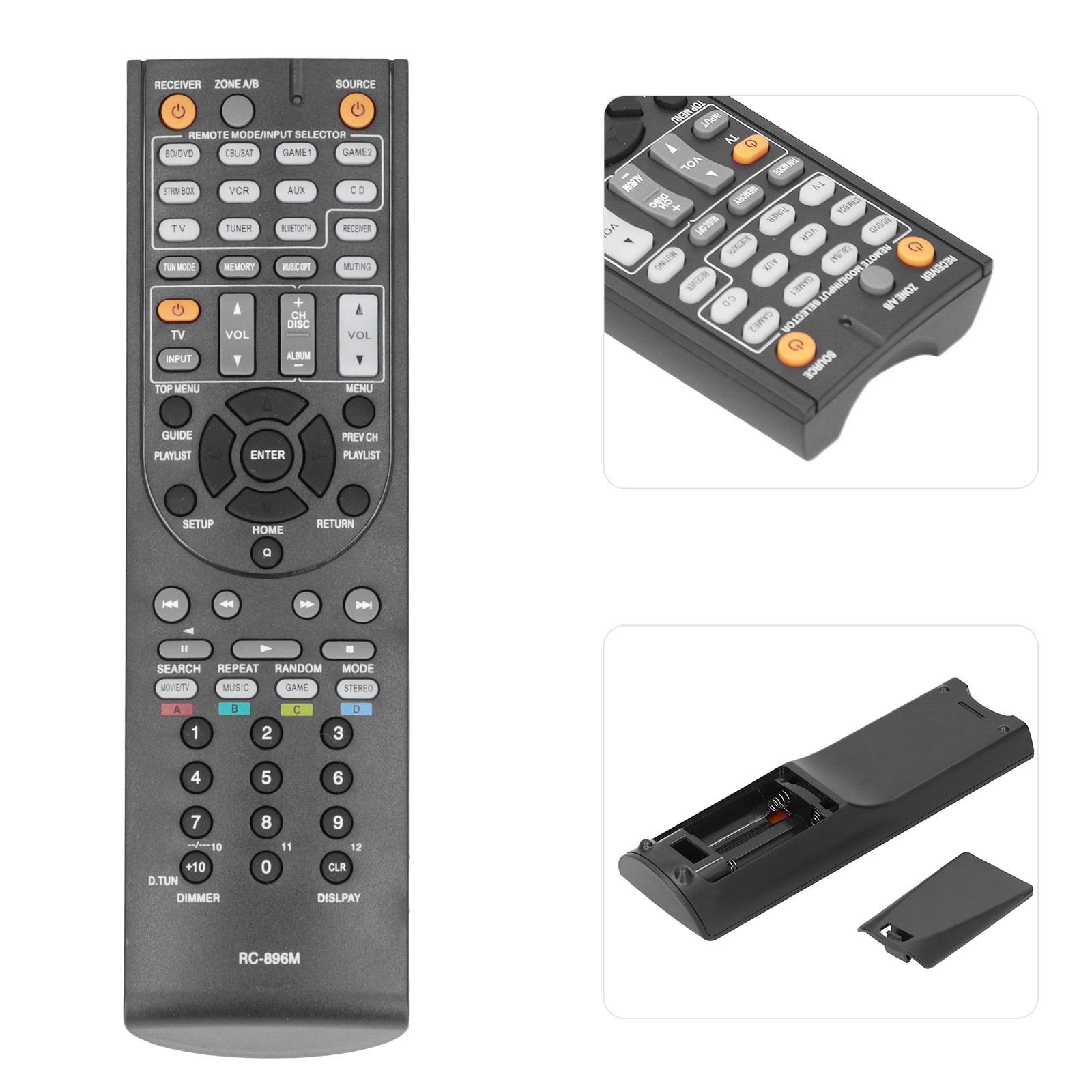 RC‑896M Remote Control Replacement For Power Emplifier AV Receiver RC ...
