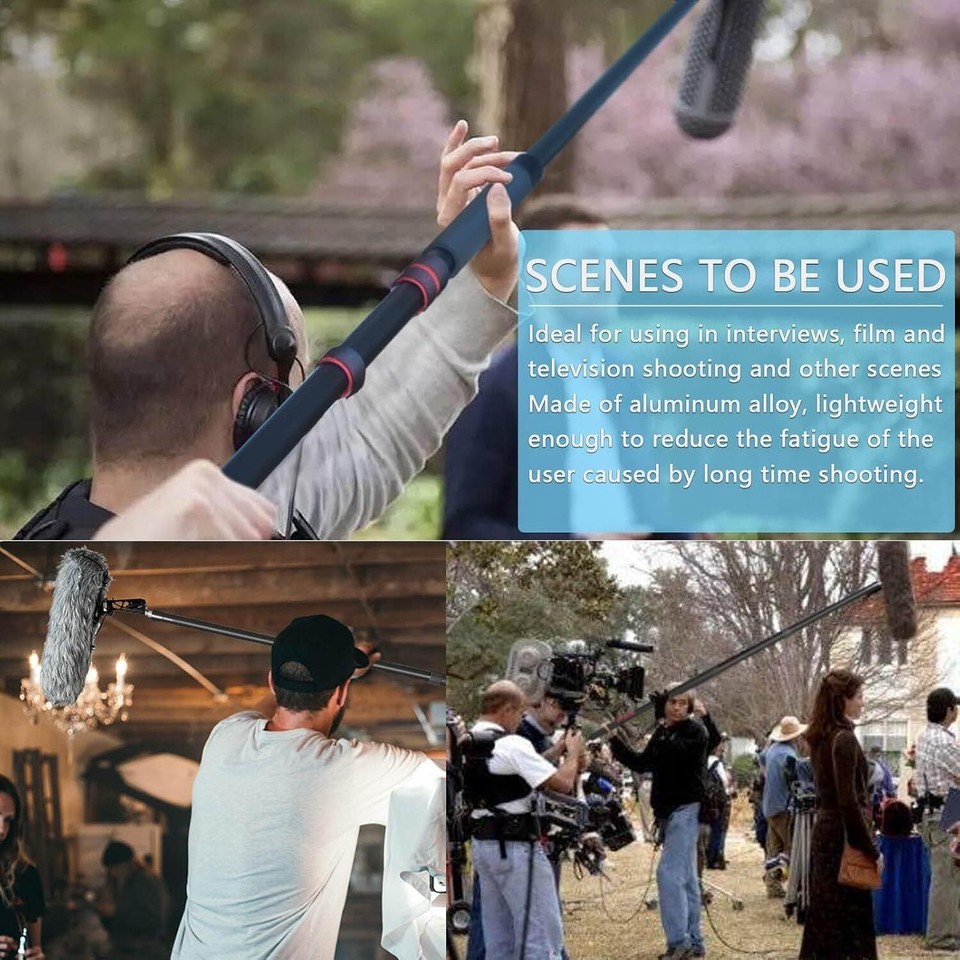 Portable Handheld Boom Pole for Shotgun Mic, 3-Section Extendable ...