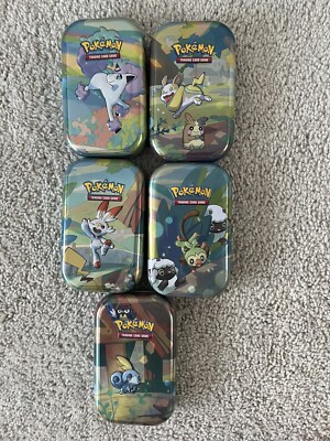 5x Pokemon Galar Pals EMPTY Collector's Mini Tin Full Set Art Cards A20 ...