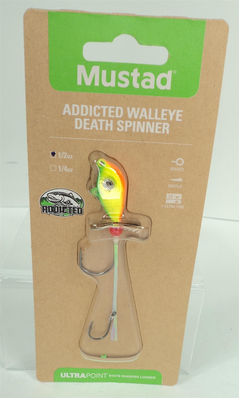 Mustad Addicted Walleye Death Spinner Fire Tiger Fishing Lure 1/2 oz | eBay