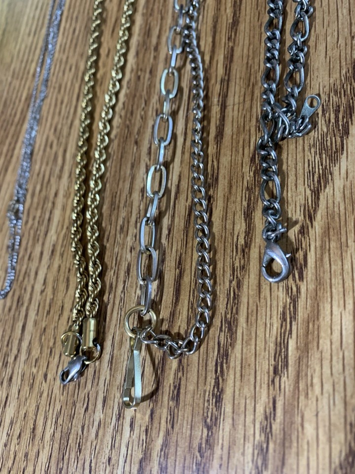 Mixed Lot Of 9 Silver Gold Chains 50 Cent Piece Used Vintage Jewelry ...