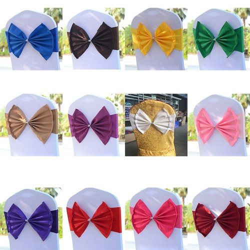 Tie-Free Back Bowknot Stretch Chair Cover Chair Sash Flower Satin ...