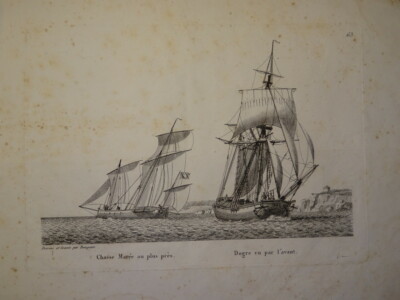 BEAUTIFUL ENGRAVING SEASCAPE BOAT SAILBOAT MILITARY SHIP 1810 BA | eBay