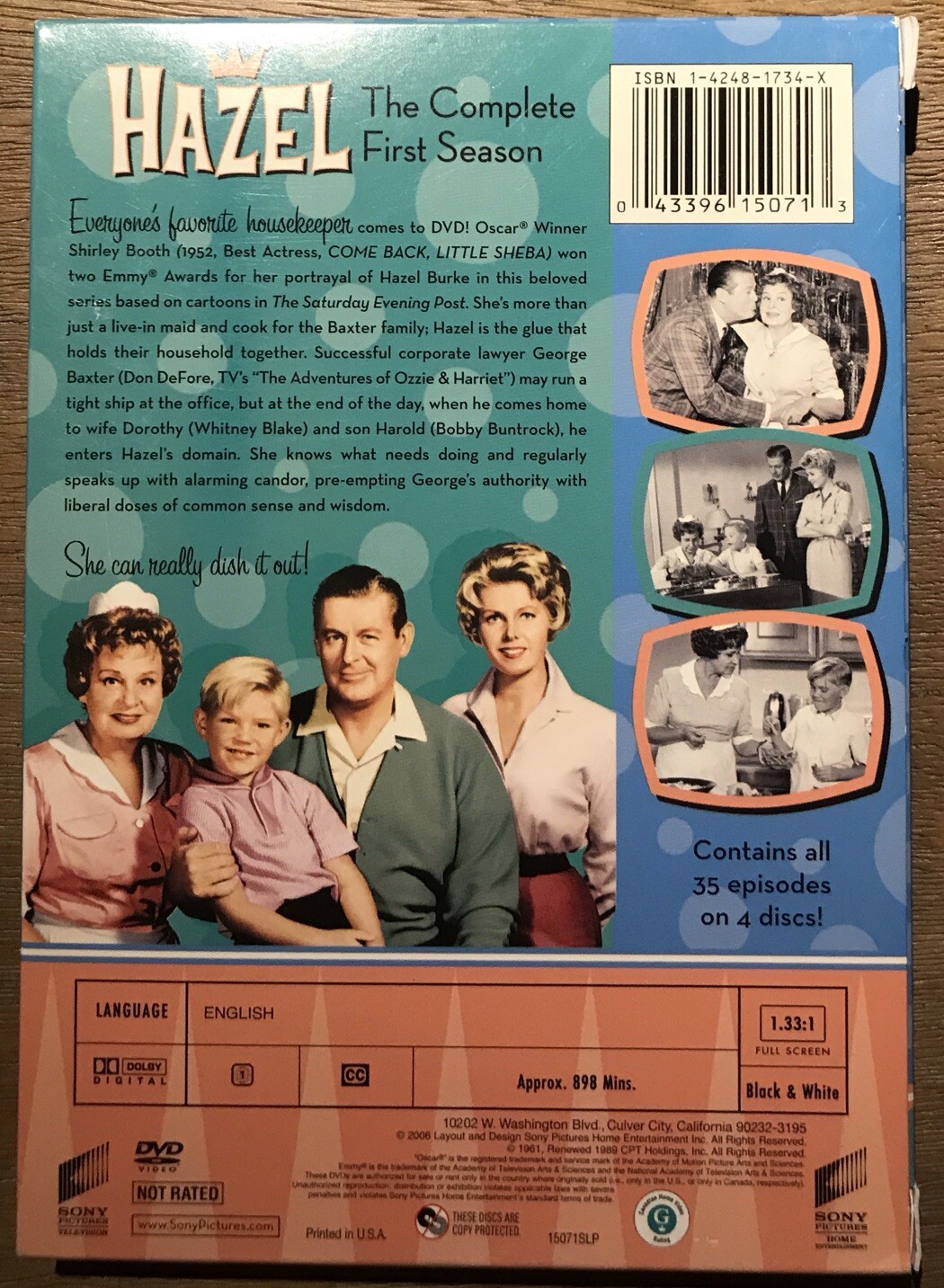 Hazel The Complete First Season (DVD, 2006, 4-Disc Set) Shirley Booth ...