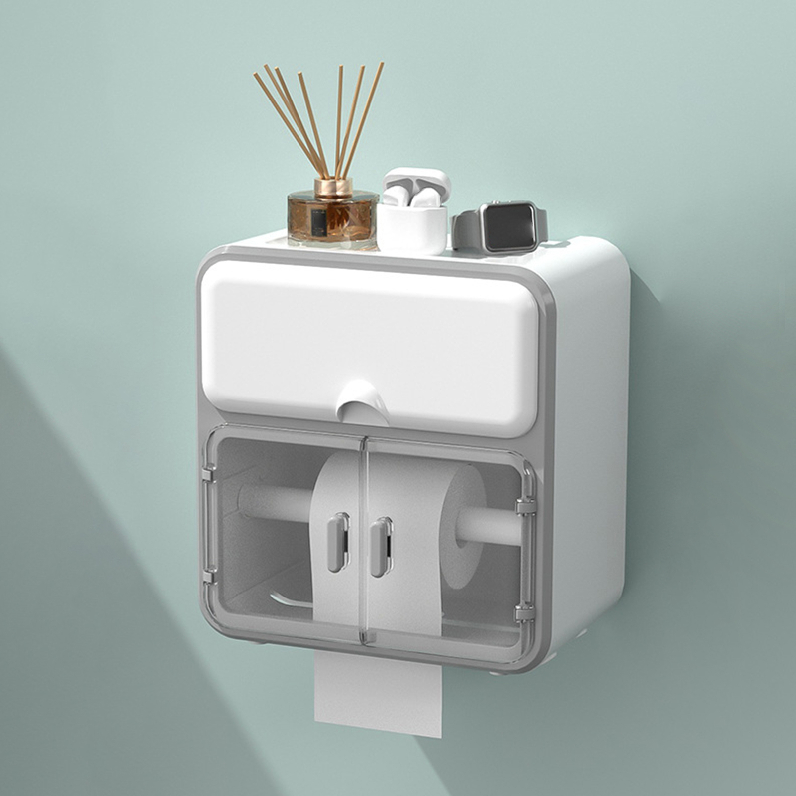 Toilet Paper Box Top Shelf Organization Punch Free Roll Paper Organizer ...