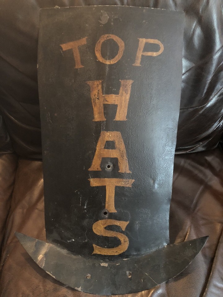 Antique Victorian Metal Trade Sign “Top Hats” - c.1860 - Excellent and ...