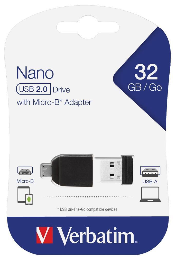 Verbatim 49822 32gb Nano USB Drive With Micro Adapter for sale online ...
