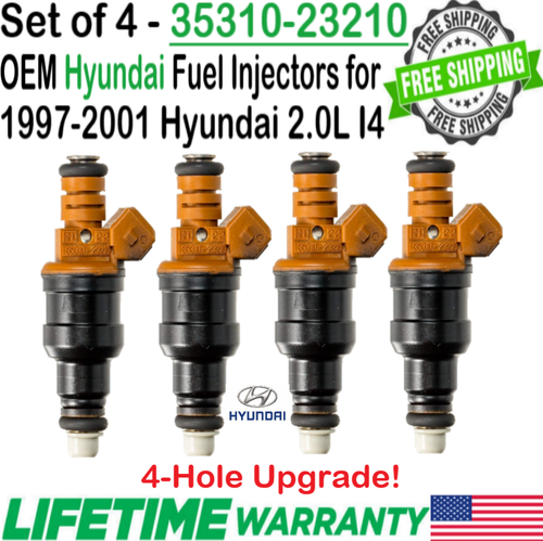 x4 Hyundai OEM 4-Hole Upgrade Fuel Injectors for 1999, 2000 Hyundai ...