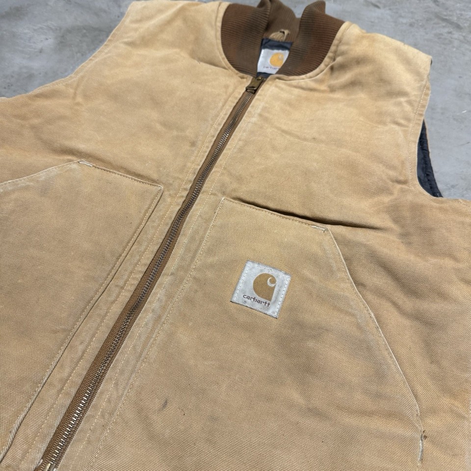 Carhartt Duck Canvas Work Vest Quilted Lined Brown USA Made M | eBay