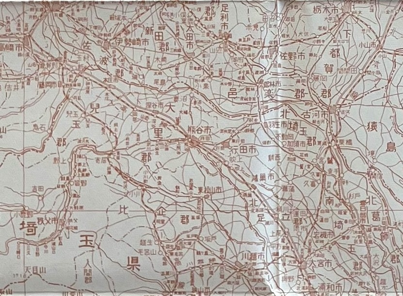 1955 Prefectural Map Saitama Hachiko Line Tobu Tojo Line Tobu Tsumanuma ...