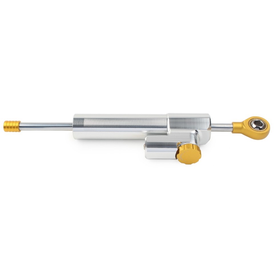 Universal Motorcycle CNC Steering Damper Adjustable Stabilizer Silver ...