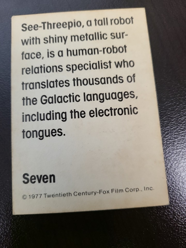 1977 Wonder Bread Star Wars See-Threepio C3PO Card #7. | eBay