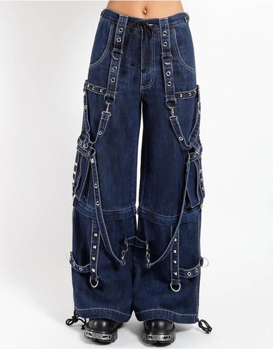 Goth Cargo Pants with Straps, Denim Punk Emo Pants with chains, Tripp ...