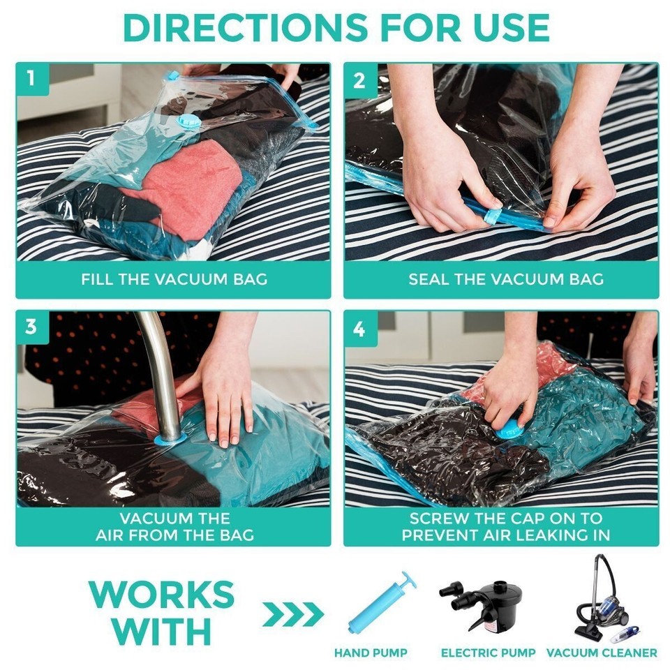 10x STRONG VACUUM STORAGE SPACE SAVING BAGS VAC BAG SPACE SAVER VACUM ...