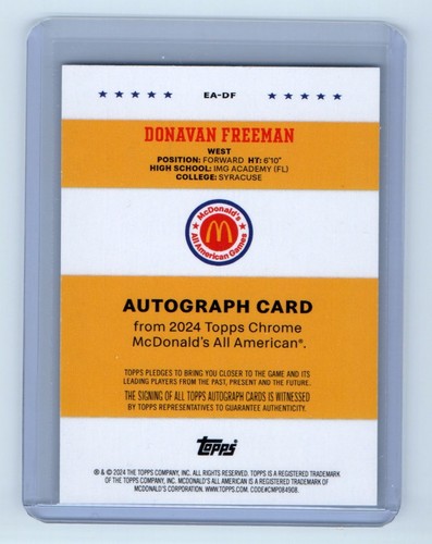 2024-25 Topps All-American Donavan Freeman Rookie Auto #EA-DF | eBay