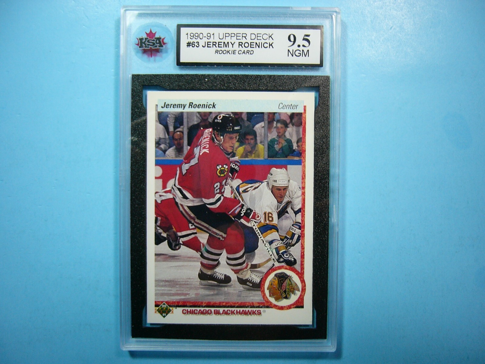 1990/91 UPPER DECK NHL HOCKEY CARD #63 JEREMY ROENICK ROOKIE RC KSA 9.5 ...