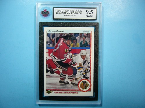 1990/91 UPPER DECK NHL HOCKEY CARD #63 JEREMY ROENICK ROOKIE RC KSA 9.5 ...