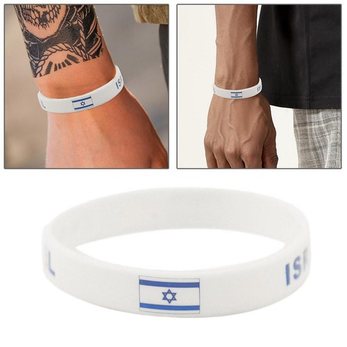 Women Men Israeli Silicone Flag Bracelet Sport Wristband Bangle Fitness ...