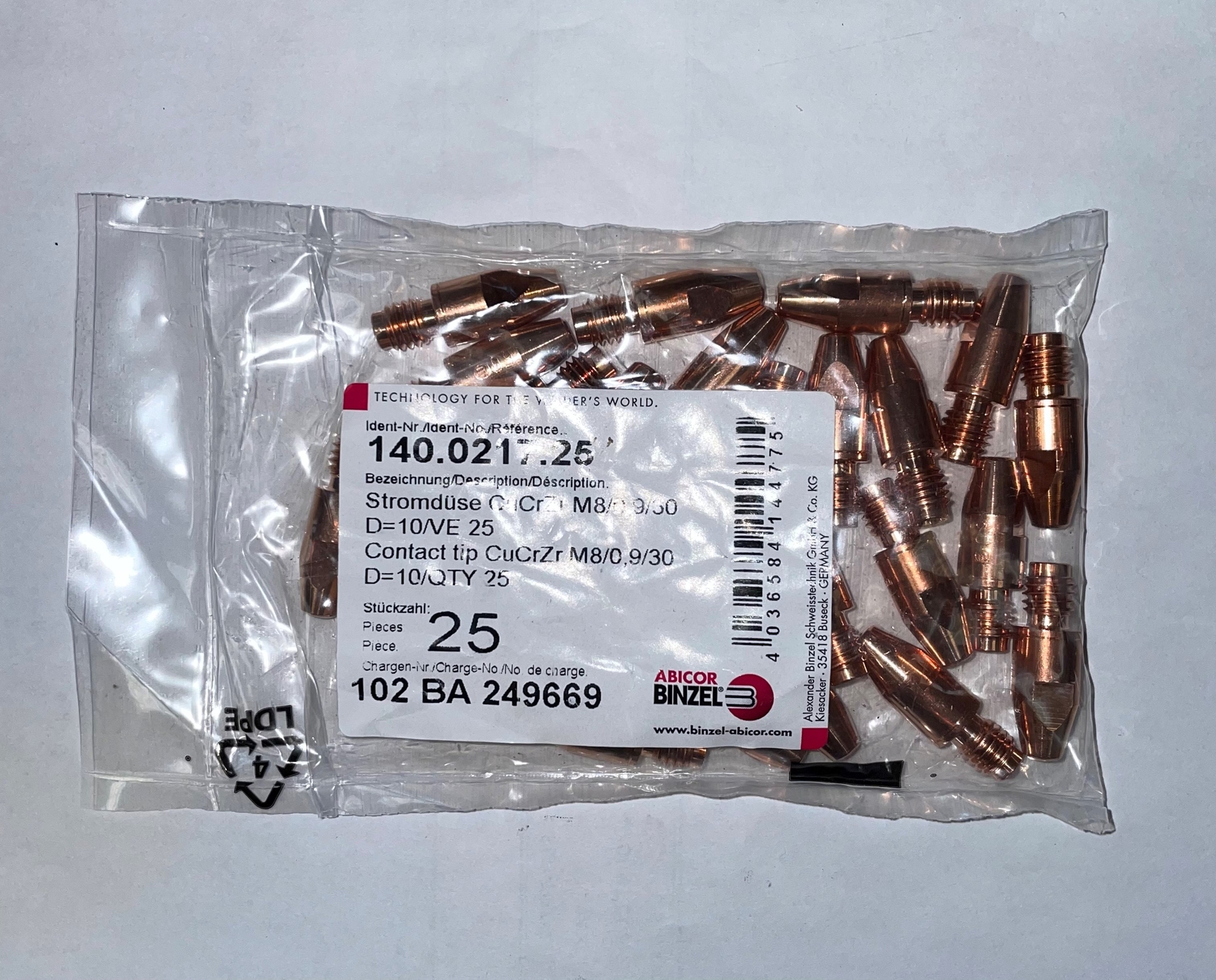 Abicor Binzel CONTACT TIP 035" M8 CZ 262 140.0217 | eBay