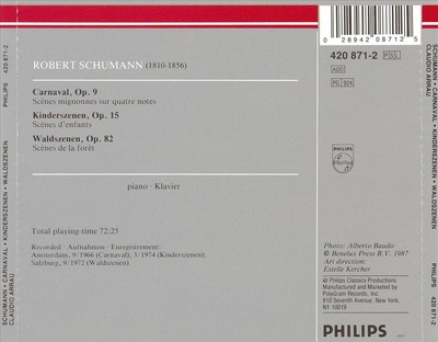 CLAUDIO ARRAU SCHUMANN: CARNAVAL; KINDERSZENEN; WALDSZENEN NEW CD ...