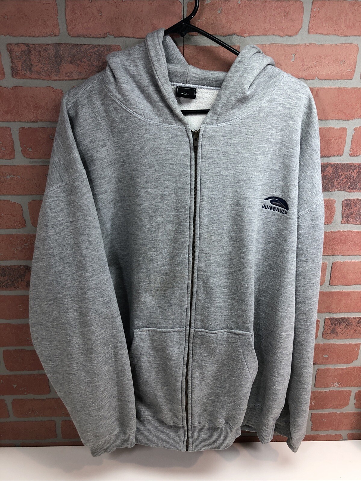 Quicksilver Gray Full Zip Hoodie Sweatshirt Size XL - Gem
