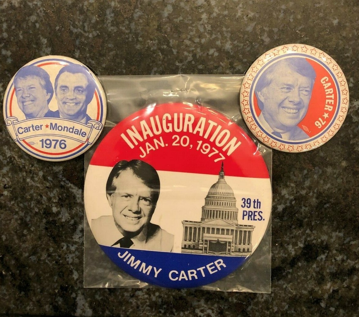 JIMMY CARTER+MONDALE 76 PRESIDENT INAUGURATION POLITICAL PINBACK/BUTTON ...