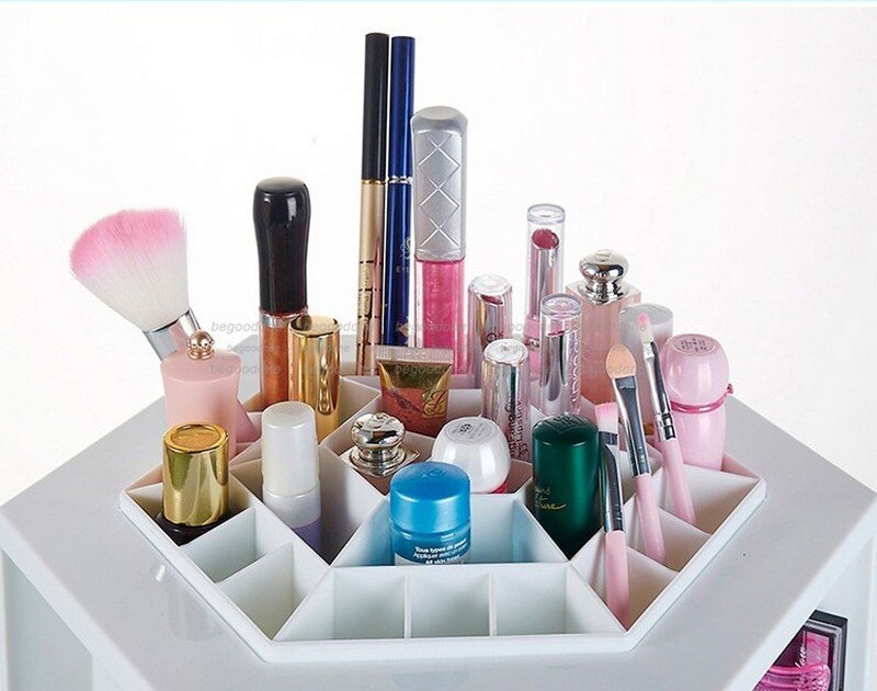 360 Degree Rotating Spin Cosmetics Storage Organizer Makeup Brushes ...