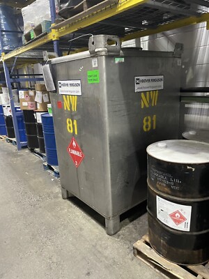550 HOOVER GALLON TOTE TANK IBC STAINLESS STEEL TOP MANWAY BOTTOM ...