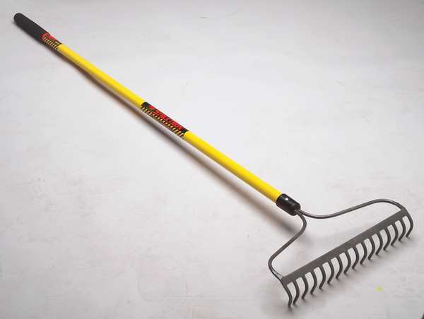 Structron Bow Rake 16 Tine Forged Head Yellow Fiberglass Handle Cushion ...