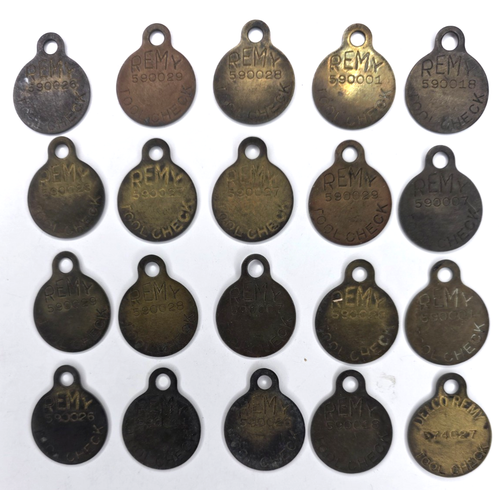 1901-1916 Lot 20 Remy Brass Tool Room Tool Check-Out Tags (Pre Delco ...