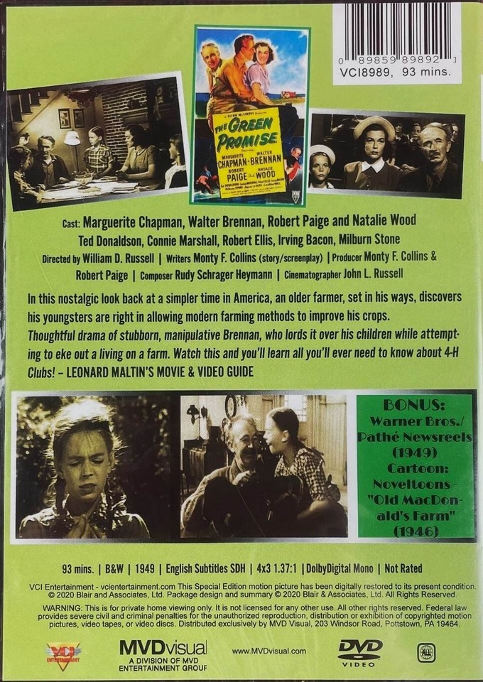 NEW VCI CLASSICS WALTER BRENNAN NATALIE WOOD THE GREEN PROMISE MOVIE ...