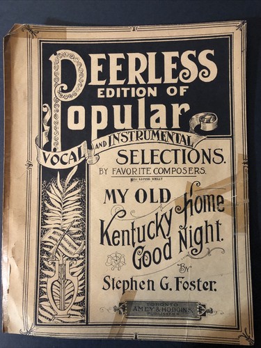 My Old Kentucky Home Good Night Vtg Sheet Music Stephen G Foster | eBay