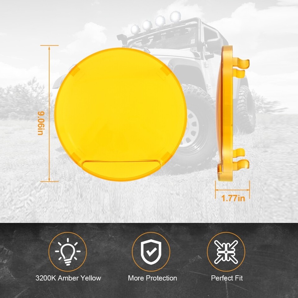 9'' Round Offroad Light Yellow Cover Driving Lights Work Lights ...